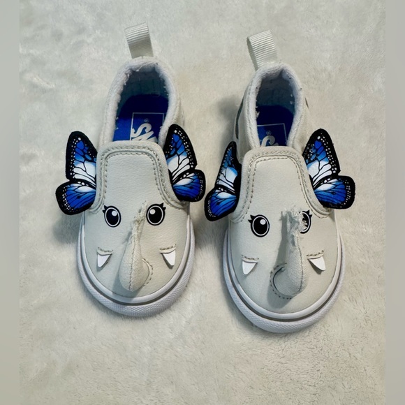 Vans | Shoes | Vans Toddler Elephant Slipon Shoes With Blue Butterfly ...